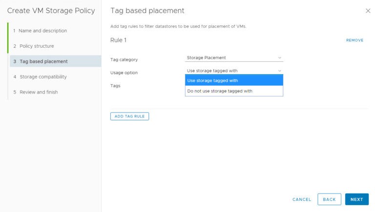 vCenter Tag based VM placement - vNote42